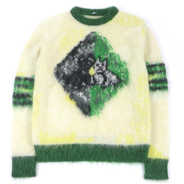 極美品□DIOR Peter Doig ディオールオム ピータードイグ 21AW 143M645CT273 モヘア混 アニマル セーター イエロー S イタリア製 正規品