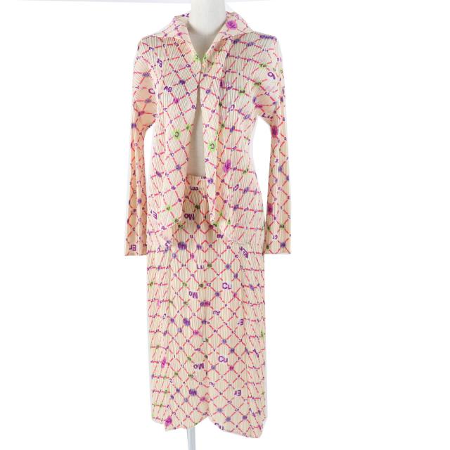 極美品◎PLEATS PLEASE プリーツプリーズ イッセイミヤケ PP81-J0662 PP81-JG664 元素記号格子 セットアップ マルチ 3・2 日本製 正規品