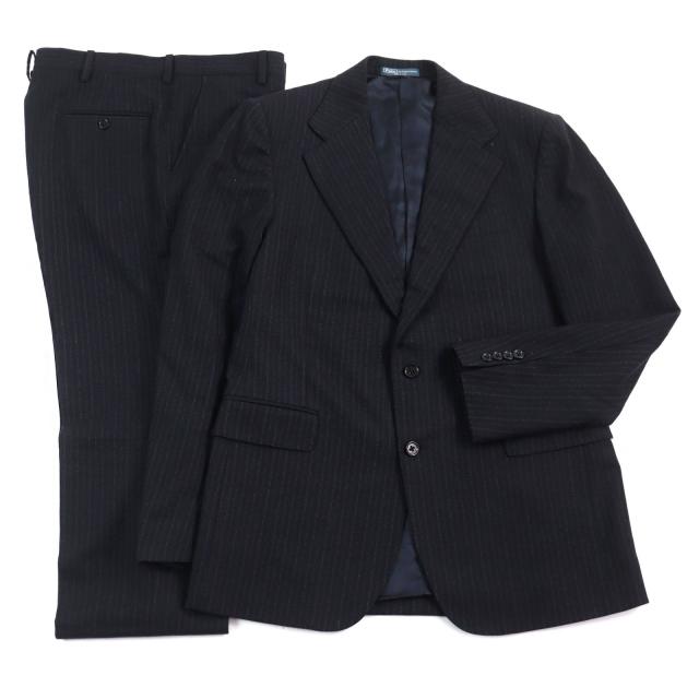 美品○Polo by Ralph Lauren ポロバイラルフローレン GARRISON SUIT シングル 2B スーツ ネイビー系 ストライプ柄 42 S 正規品 メンズ