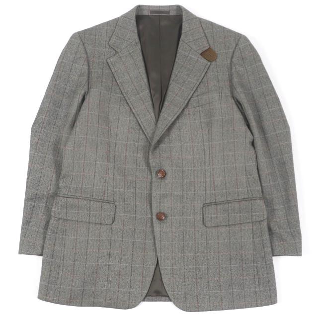 美品□Burberrys バーバリー ヴィンテージ ウール アンゴラ ヘリンボーン チェック柄 くるみボタン ジャケット 98-88-175 日本製 正規品