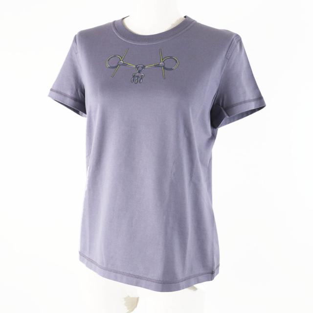 未使用品◎HERMES エルメス 24AW 4H4643DA カルトゥッシュ モール グリ・ニュアージュ 半袖Ｔシャツ 36 正規品 レディース 定価93500円