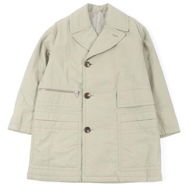 極美品□HERMES エルメス 22AW Hロゴジップ 中綿入り ミドル丈 チェスターコート カーキ 44 ハンガー・ガーメント付き イタリア製 正規品