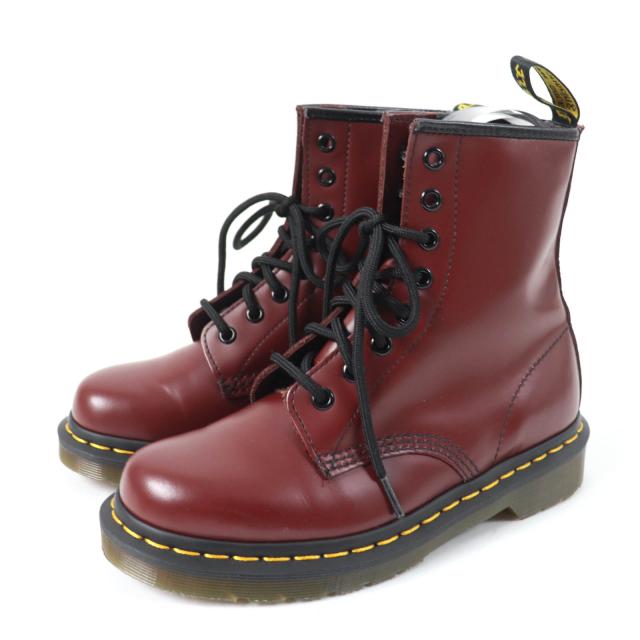 極美品☆Dr.Martens ドクターマーチン SMOOTH 1460 8ホール レザー ブーツ ショートブーツ チェリーレッド UK4 箱付き レディース