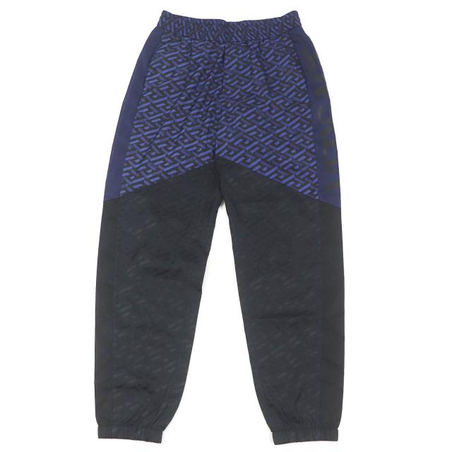 未使用品□VERSACE ヴェルサーチ 2021年製 1002482 ロゴ総柄 ナイロンジョガーパンツ トラックパンツ ネイビー 52 イタリア製 正規品