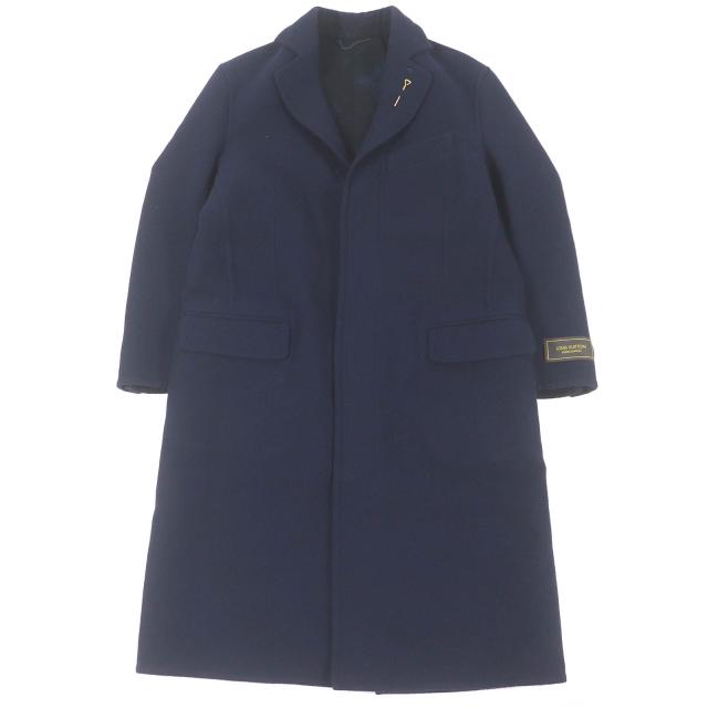 美品□LOUIS VUITTON ルイヴィトン 22AW HJC55E ウール100％ 裏モノグラム チェスターコート ネイビー 44 イタリア製 正規品 メンズ