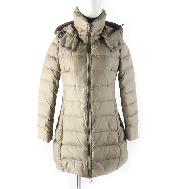 極美品★TATRAS タトラス 20AW LTAT20A4694 POLITEMA フード・ロゴワッペン付 ZIP UP ダウンコート ベージュ 2 正規品 レディース