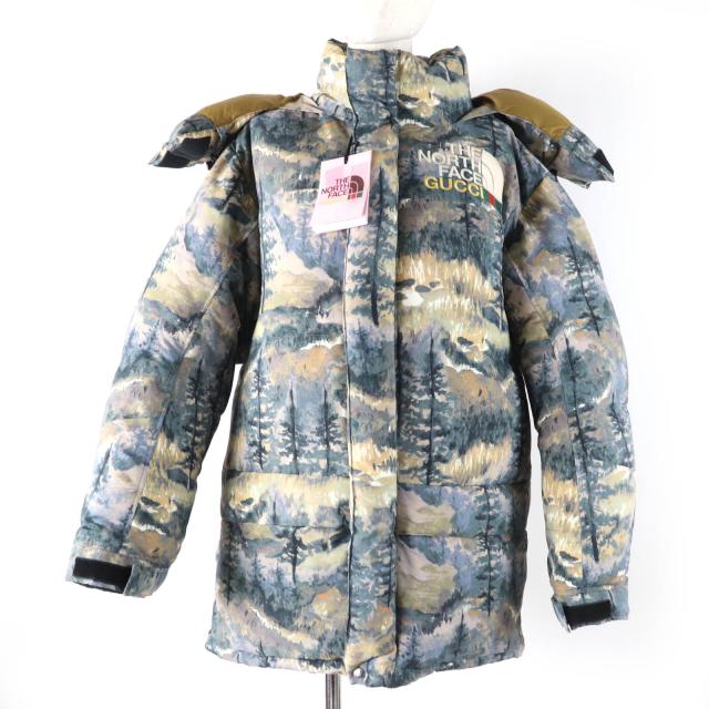未使用品☆GUCCI×THE NORTH FACE グッチ×ザ・ノースフェイス 21-22AW 663921 フォレストプリント ダウンコート S 正規品 レディース