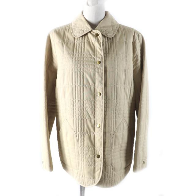 良品★BURBERRY LONDON バーバリーロンドン FD225-352 ロゴボタン付 裏地ノバチェック柄 キルティング ジャケット ベージュ 11 正規品
