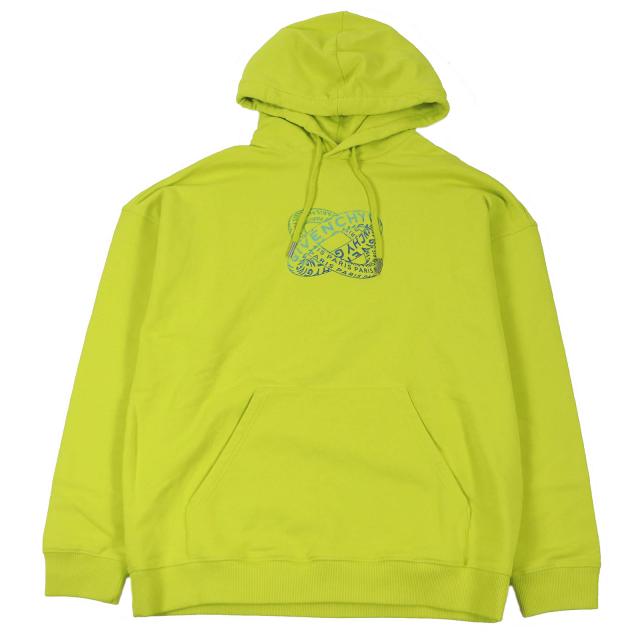 未使用品□GIVENCHY ジバンシィ 20AW BMJ07F30AF インフィニティロゴプリント フーディー プルオーバーパーカー ライム L 正規品 メンズ