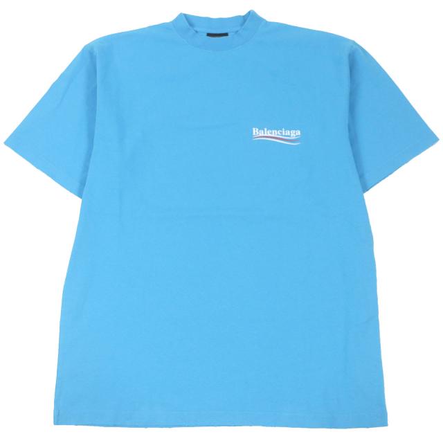 未使用品□BALENCIAGA バレンシアガ 23SS 641675 キャンペーンロゴ ダメージ加工 オーバーサイズ 半袖Ｔシャツ ブルー XXS 正規品 メンズ