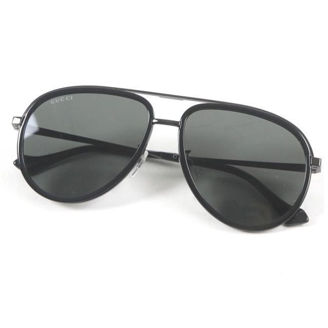 極美品□GUCCI グッチ GG1097S ウェブストライプ ティアドロップ ツーブリッジ サングラス ブラック 59□16-150 ケース付 日本製 メンズ