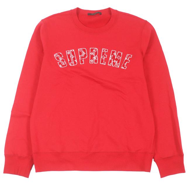 美品□LOUIS VUITTON×Supreme ルイヴィトン×シュプリーム モノグラム アーチロゴ トレーナー スウェット レッド XL イタリア製 正規品