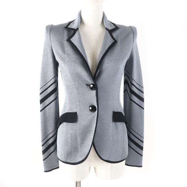 未使用品★GIORGIO ARMANI ジョルジオアルマーニ 2020年製 3KAG05 AM27Z ニット シングル ジャケット グレー ブラック 38 正規品