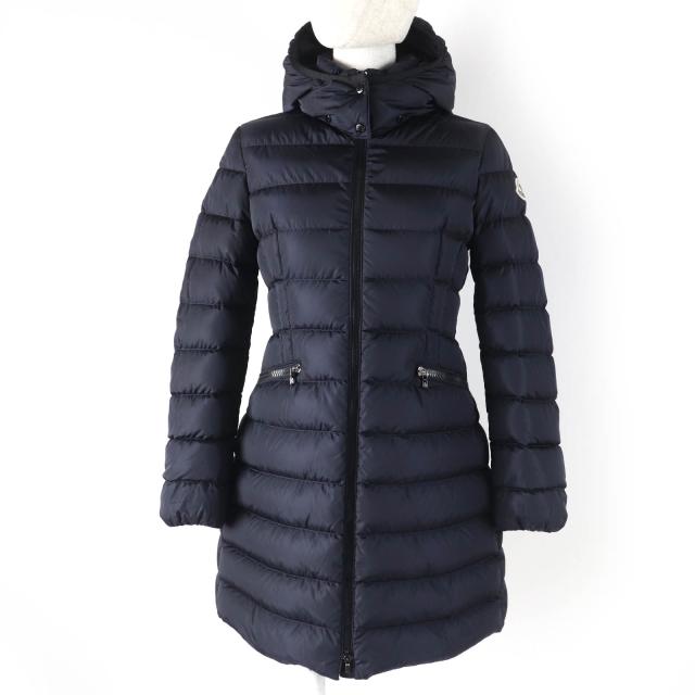 極美品☆MONCLER モンクレール 2022年製 CHARPAL ロゴワッペン・フード付 ダウンコート ネイビー 12anni 正規品 キッズ 大人レディースOK
