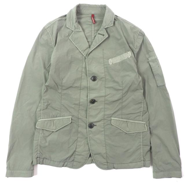 美品▼C.P. Company シーピーカンパニー 02CMBZ217A NYCRA ロゴ入ボタン 本切羽 ナイロンジャケット テーラード カーキ 44 正規品 メンズ