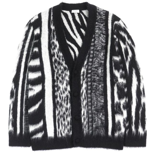 極美品△SAINT LAURENT PARIS サンローランパリ 21AW 690064 Mohair Cardigan 総柄 モヘア カーディガン オーバーサイズ XS 正規品
