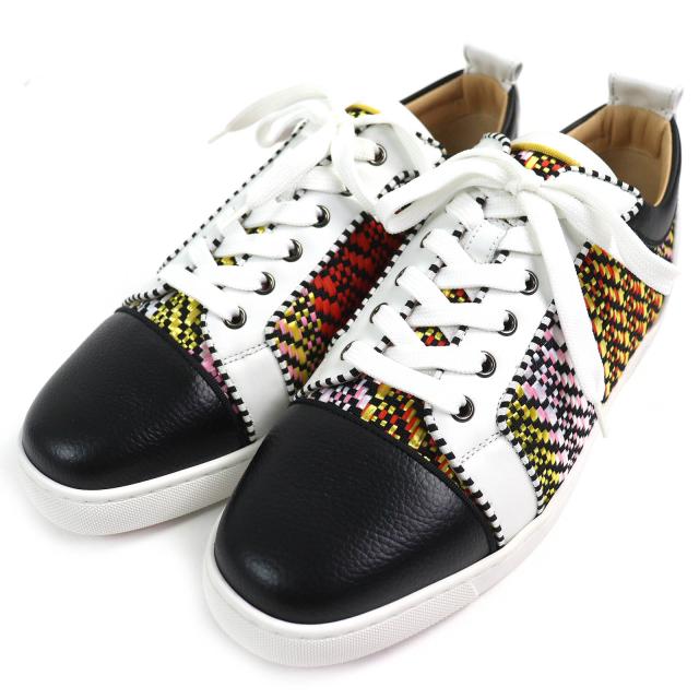 未使用品△Christian Louboutin クリスチャンルブタン RAPHIA BISTROT ラフィア ビストロ 編み込み レザー スニーカー マルチカラー 42.5