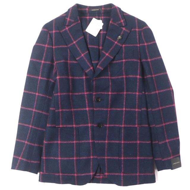 未使用品▼ガブリエレパジーニ 2739 22546 バージンウール100% MOON社製生地使用 チェック柄 ツイードジャケット 44 正規品 定価124300円