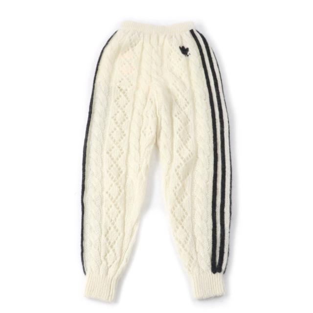 未使用品★GUCCI×adidas  グッチ×アディダス 721504 トレフォイル スリーストライプス モヘア ニットパンツ アイボリー ブラック XS