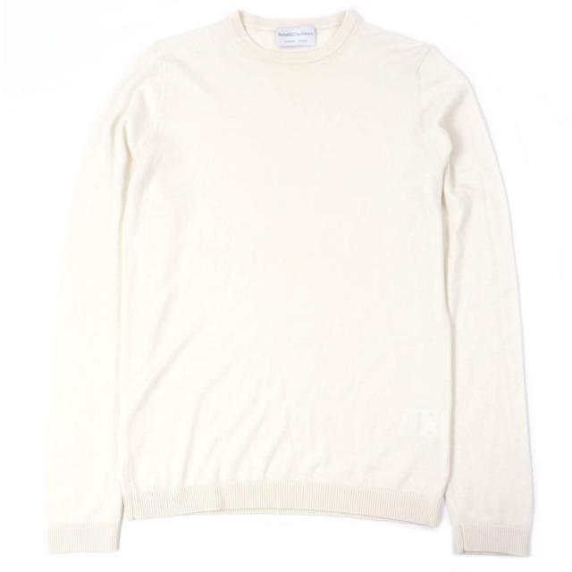 極美品□Settefili Cashmere セッテフィーリカシミア カシミヤ シルク ハイゲージ クルーネックニット アイボリー 44 イタリア製 正規品