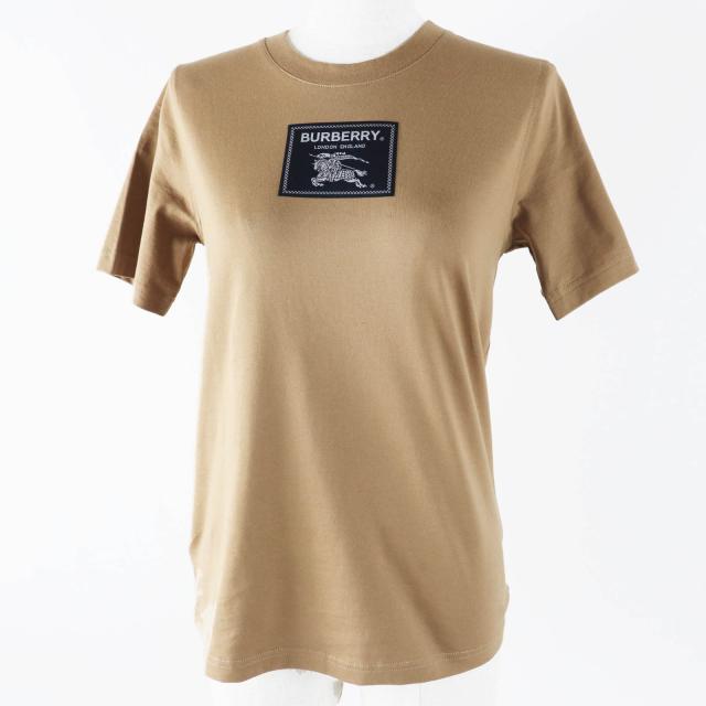未使用品◎BURBERRY バーバリー 8065777 コットン100%  ロゴパッチ 半袖 カットソー／半袖Ｔシャツ ブラウン XXS 正規品 レディース
