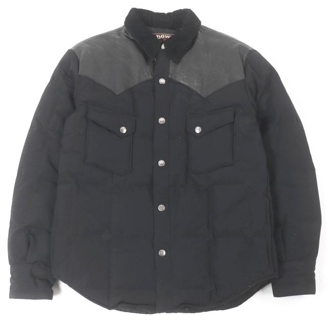 美品□SUGAR CANE シュガーケーン SC12342 レザーヨーク 牛革 襟コーデュロイ ウエスタン ダウンジャケット ブラック M 　正規品 メンズ