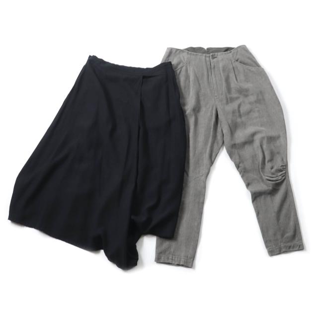 良品★Yohji Yamamoto ヨウジヤマモト YD-S07-200 変形レイヤードデザイン ロングスカート＋シンチバック付 サルエルパンツ 2点set 2