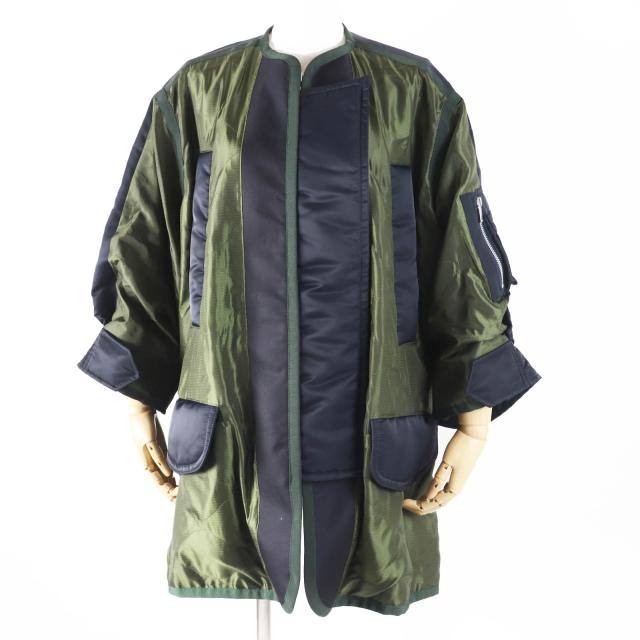 極美品◎Sacai サカイ 23SS 23-06477 Quilted Jacket ジップアップ ジャケット カーキ ブラック 1 日本製 正規品　レディース