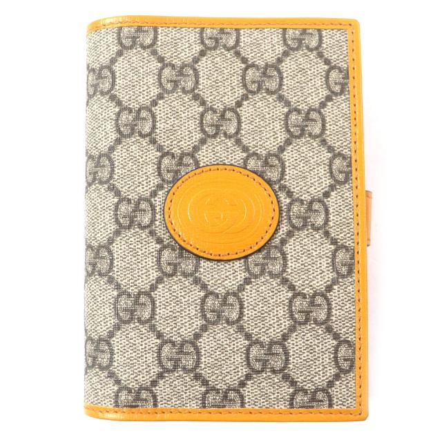 未使用品▼GUCCI グッチ G724562 GGスプリーム インターロッキングG レザー使い パスポートケース オレンジ ベージュ 箱・保存袋付き