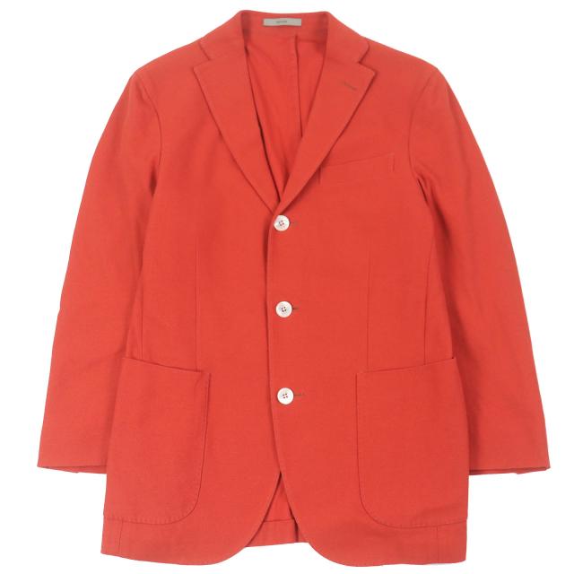 美品□BOGLIOLI ボリオリ DOVER コットン100％ シングル アンコンジャケット テーラードジャケット レッド系 44 イタリア製 正規品