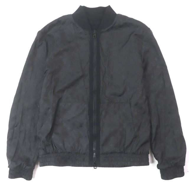 美品▼LOUIS VUITTON ルイヴィトン 2023年製 モノグラム ロゴ刺繍入り リバーシブル ライト WZIPUP ボンバージャケット M 正規品 メンズ