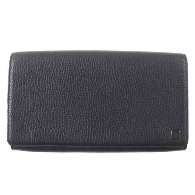 極美品▼Dunhill ダンヒル ロゴ金具 トラベルポーチ オーガナイザー レザーウォレット 　二つ折り 長財布 ブラック メンズ