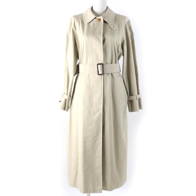 極美品☆Aquascutum アクアスキュータム 比翼仕立て ベルト付 ステンカラーコート ベージュ レディース約Mサイズ相当 正規品 レディース