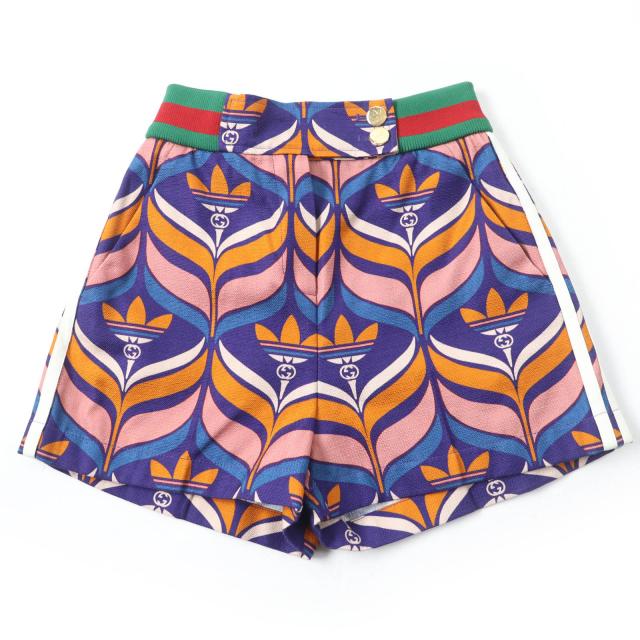 未使用品☆GUCCI×adidas  グッチ×アディダス 703006 トレフォイル ウェブライン ショートパンツ マルチ 36 イタリア製 正規品 レディース