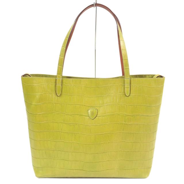 極美品□Felisi フェリージ 15/50-SA エンブレムロゴ クロコ型押し レザー トートバッグ 書類バッグ グリーン系 保存袋付き メンズ