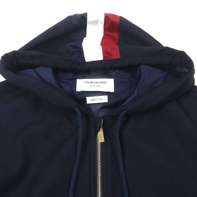 美品▼THOM BROWNE トムブラウン MJTD87A-02897415 シグネチャーストライプ ジップアップ フーディ マウンテンパーカー 0 正規品 メンズ 美品▽THOM BROWNE トムブラウン MJTD87A-02897415 シグネチャー