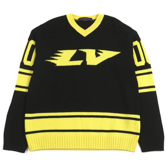 美品○LOUIS VUITTON ルイヴィトン 22SS HMN86W LVインタルシアフットボールニット Amen Break ロゴ刺繍 Vネック セーター S 正規 メンズ