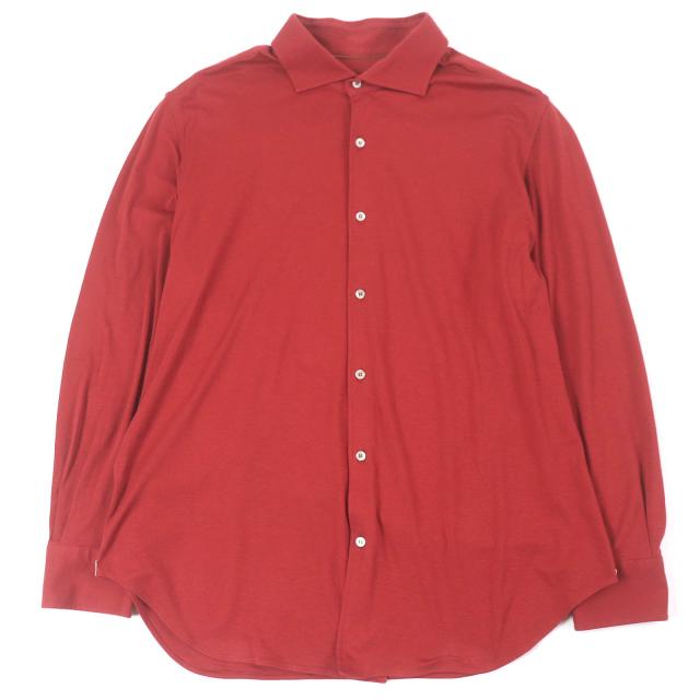 美品□Loro Piana ロロピアーナ FAL6123 コットン100％ 薄手 ロングスリーブ 長袖シャツ レッド XL イタリア製 正規品 メンズ オススメ◎