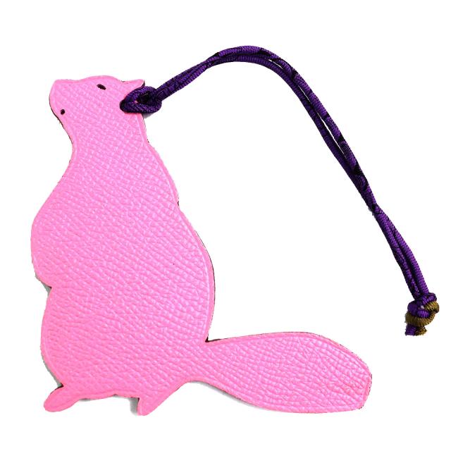 極美品△HERMES エルメス プティアッシュ ビーバー エプソン/トゴ バッグチャーム ピンク/オレンジ 箱付 レディース 大人気 オススメ◎