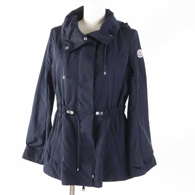 美品◎MONCLER モンクレール OCRE オークル ワッペン・フード付き ウエスト ドローストリング ジャケット ネイビー 0 正規品 レディース