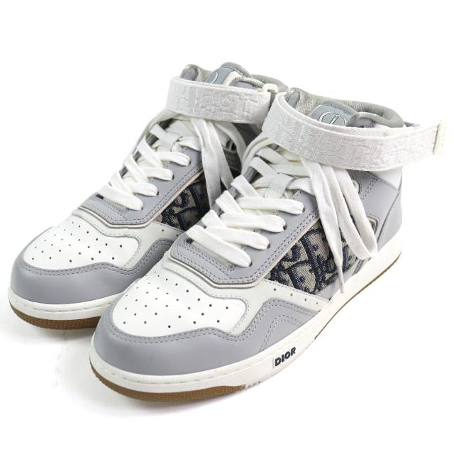 美品○DIOR ディオール オム 3SH132ZIR B27 LT CALF OBLIQUE JAC オブリーク CDロゴ ジャカード レザー ミッドカット スニーカー 39