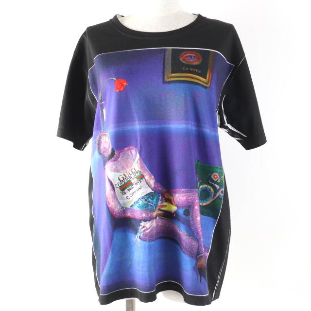 未使用品☆GUCCI グッチ 492347 コットン100％ イグナシモン レアル プリント 半袖Ｔシャツ ブラック XS イタリア製 正規品 レディース