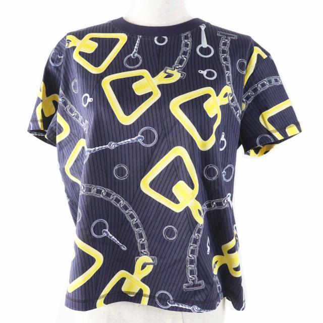 未使用品◎HERMES エルメス 24SS 4H4641DH カレイドスコープ・エフェクト コットン コットン 半袖Ｔシャツ  ネイビー 34 箱付 正規品