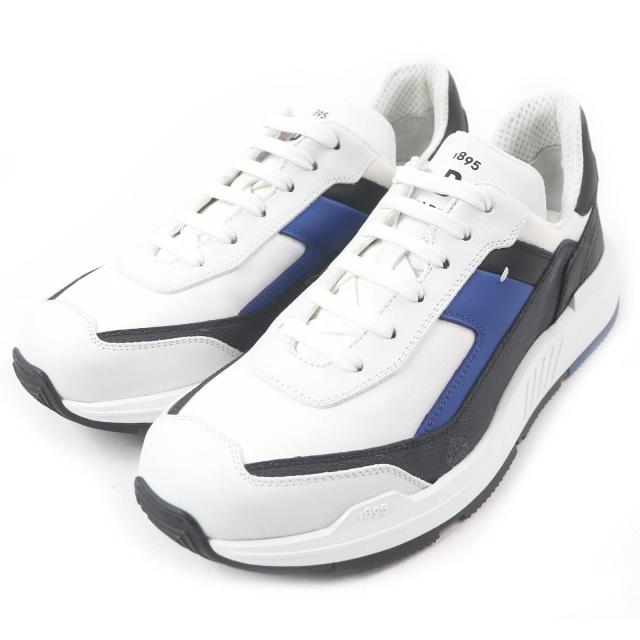 未使用品□BERLUTI ベルルッティ パルス ロゴ入り シグネチャーキャンバス レザー ローカットスニーカー ホワイト系 7 箱付き イタリア製