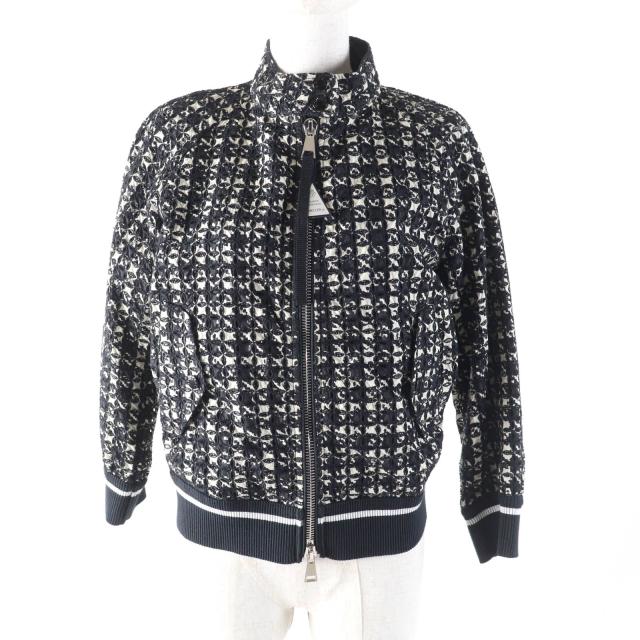 極美品★MONCLER モンクレール FIADONE ZIP UP レース ボンバージャケット ブルゾン アウター ブラック ベージュ 1 正規品 レディース