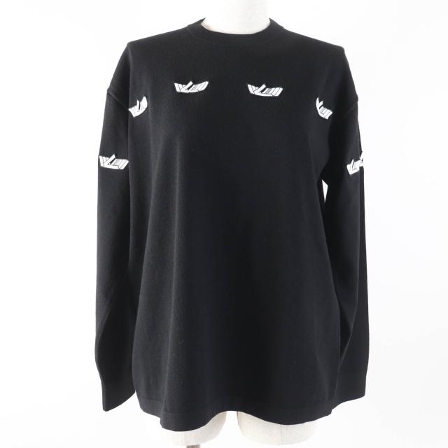 美品☆LOUIS VUITTON ルイヴィトン 2022年製 LV ヴィテス ウール 長袖 ニット ブラック XS イタリア製 正規品 レディース