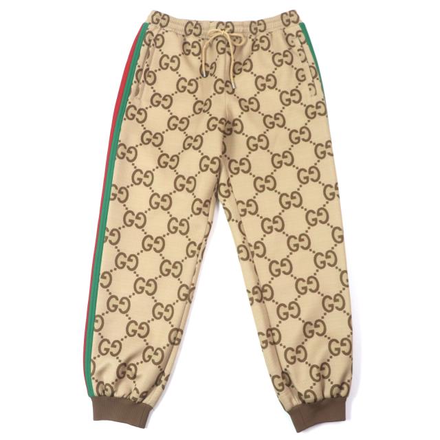 美品▼GUCCI グッチ 22SS 715192 Jumbo GG Jogging Pant ジャンボGG ウェブストライプ ジョギングパンツ ブラウン系 L 正規品 メンズ