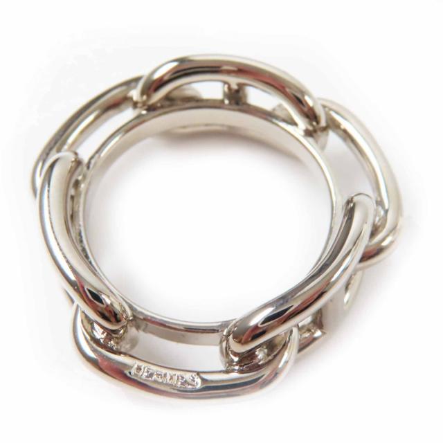 極美品◎HERMES エルメス ルカデ シェーヌダンクル スカーフリング メタル シルバー 箱付き レディース