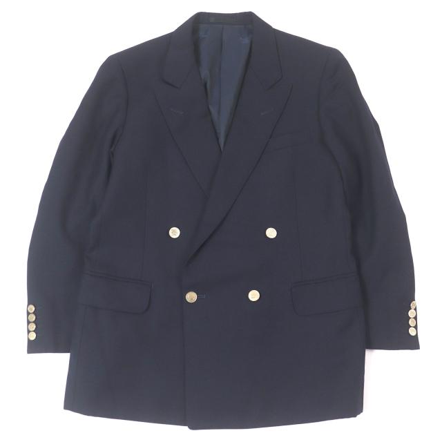 美品□Burberrys バーバリー タスマニアウール エンブレムメタルボタン ダブルジャケット 紺ブレザー ネイビー 94-84-165/AB4 メンズ