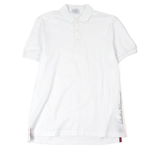 美品□Salvatore Ferragamo サルヴァトーレフェラガモ 2019年製 コットン ロゴエンブロイダリー 半袖ポロシャツ イタリア製 正規品　L